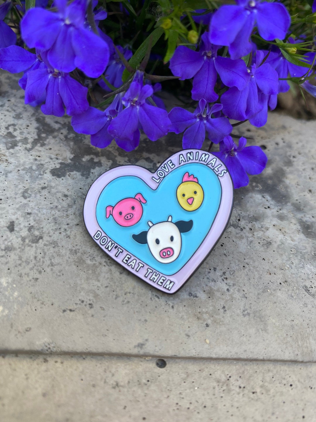 Love Animals Vegan Pin, Vegan Enamel Pin, Vegan Gift, Vegetarian, Vegan ...