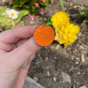 Orange Enamel Pin, Fruit Enamel Pins, Lapel Pin, Brooch, Badge, Food ...