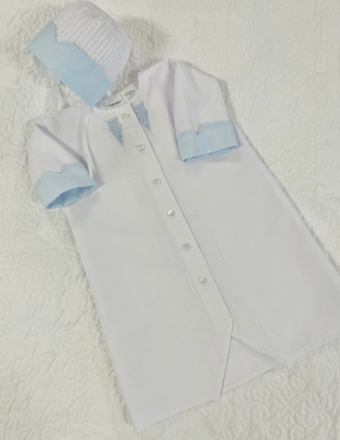 Baby Boy Pintucked Day Gown and Bonnet Pintuck Smocking Baby - Etsy
