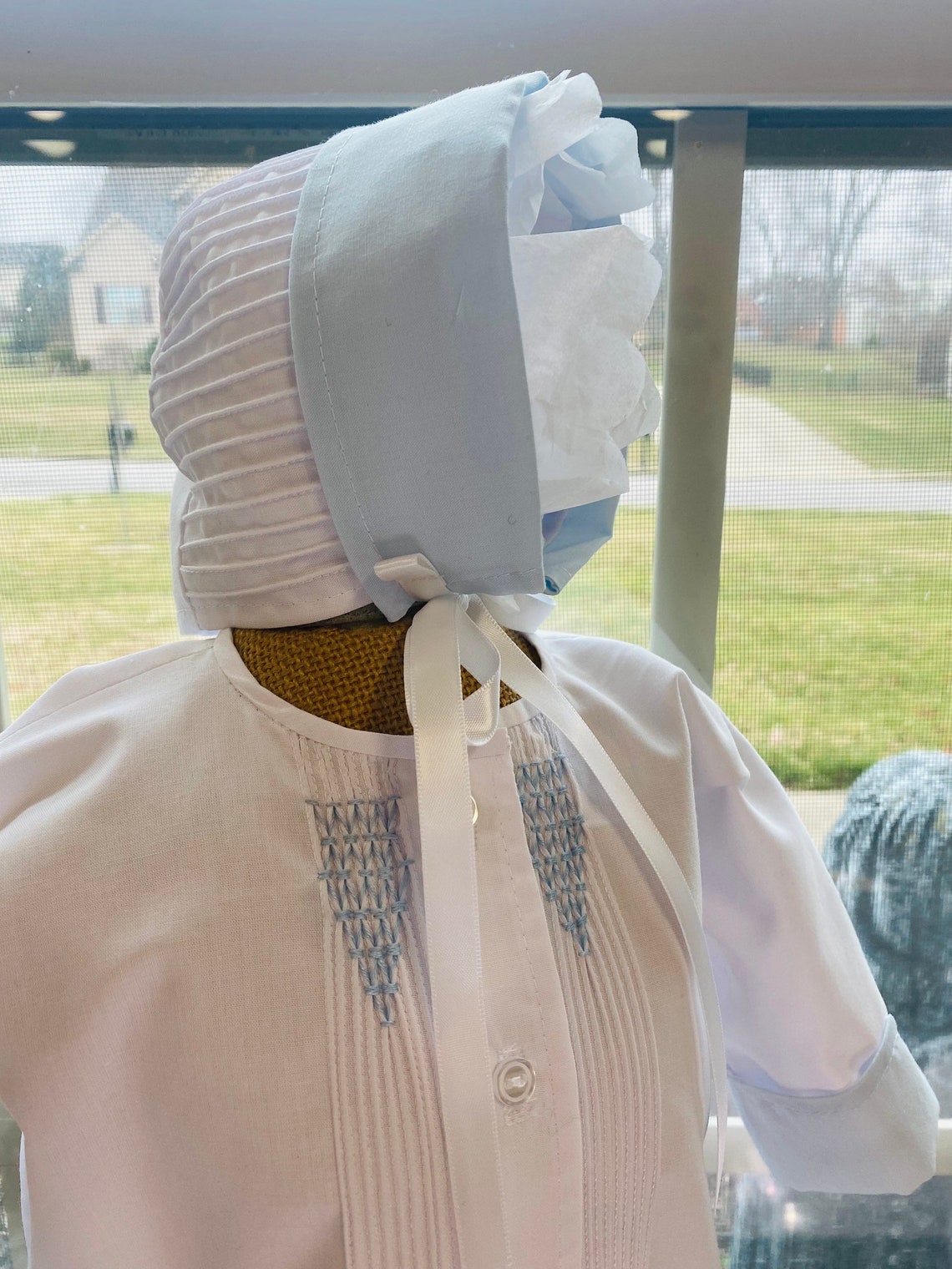 Baby Boy Pintucked Day Gown and Bonnet Pintuck Smocking Baby - Etsy