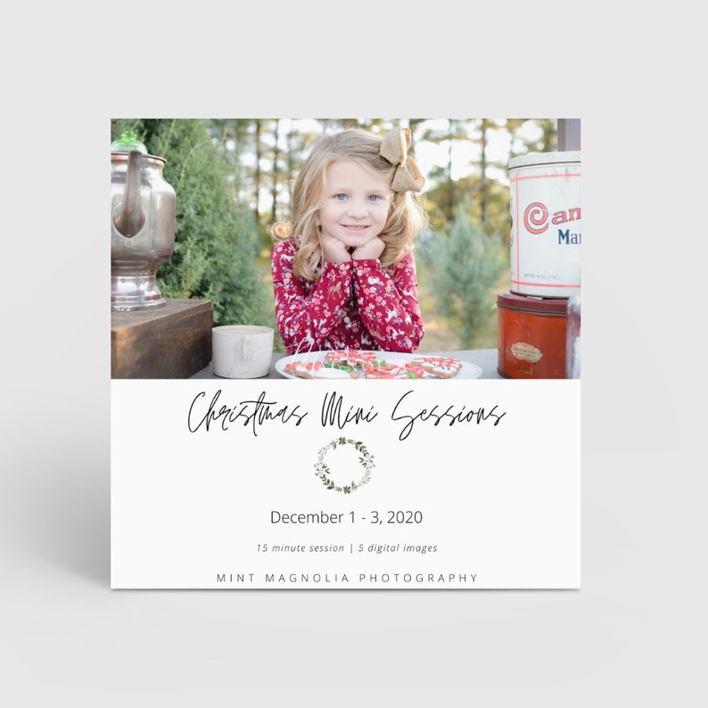 Christmas Mini Session Template, Christmas Template, Canva Template for ...