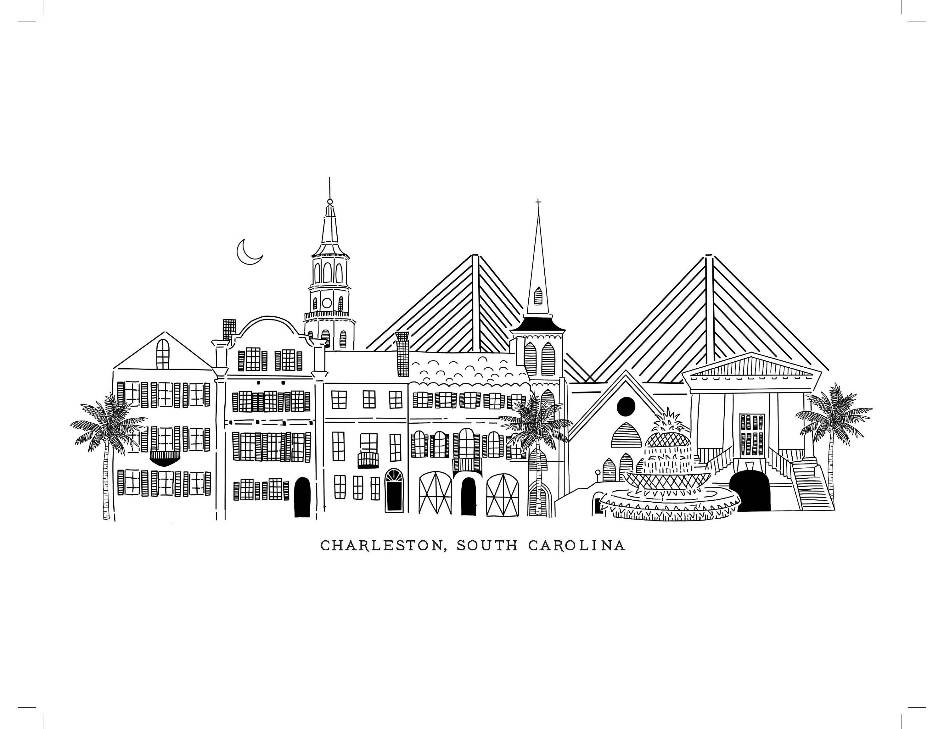CHARLESTON SKYLINE / Charleston Map Print / Charleston Print ...