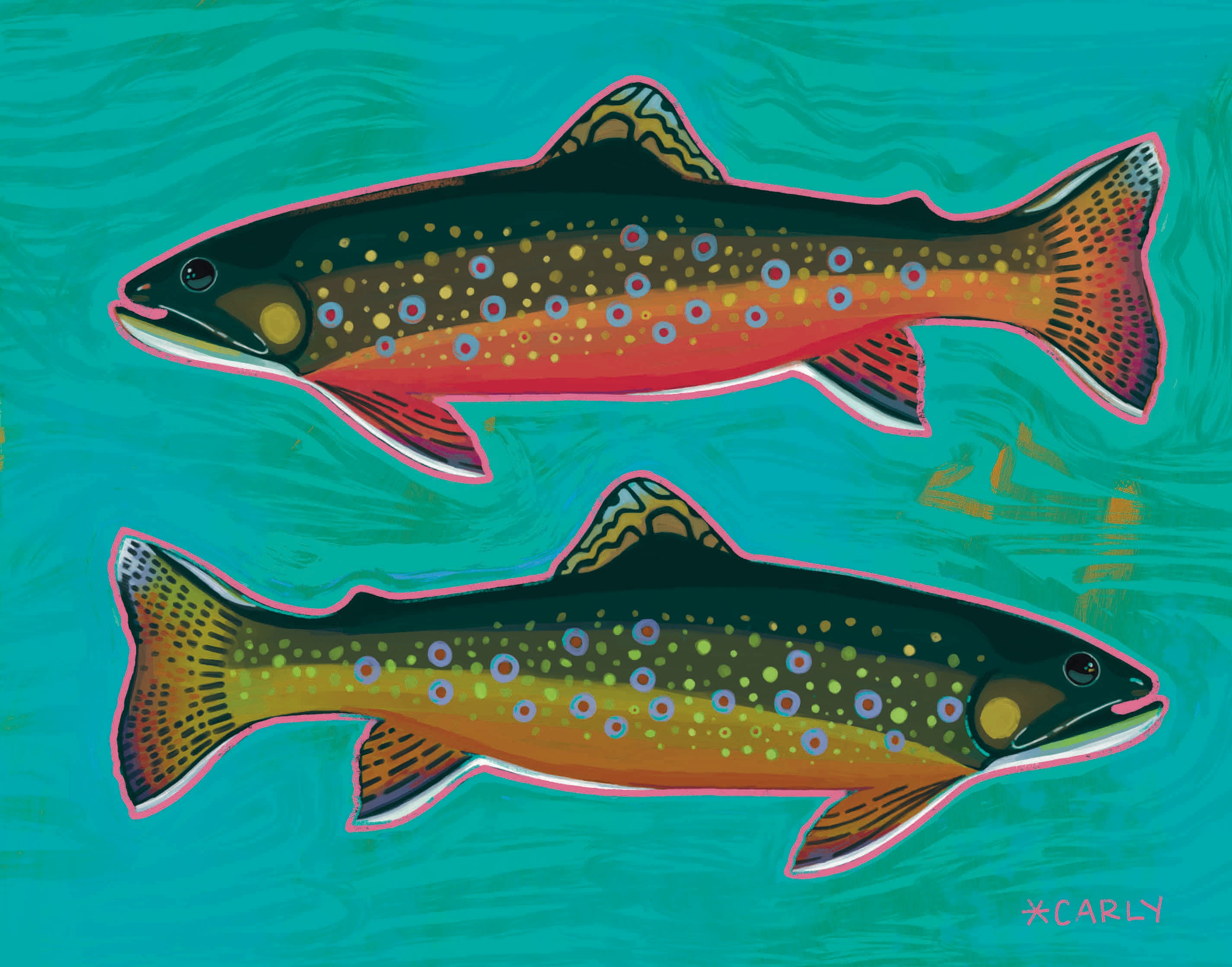 Rainbow Trout Artwork / Rainbow Trout and Brown Trout / Fish Prints ...