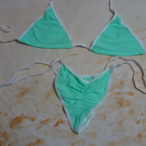 Mint Green With White Trim Full Coverage Top Full Coverage Scrunch Butt ...