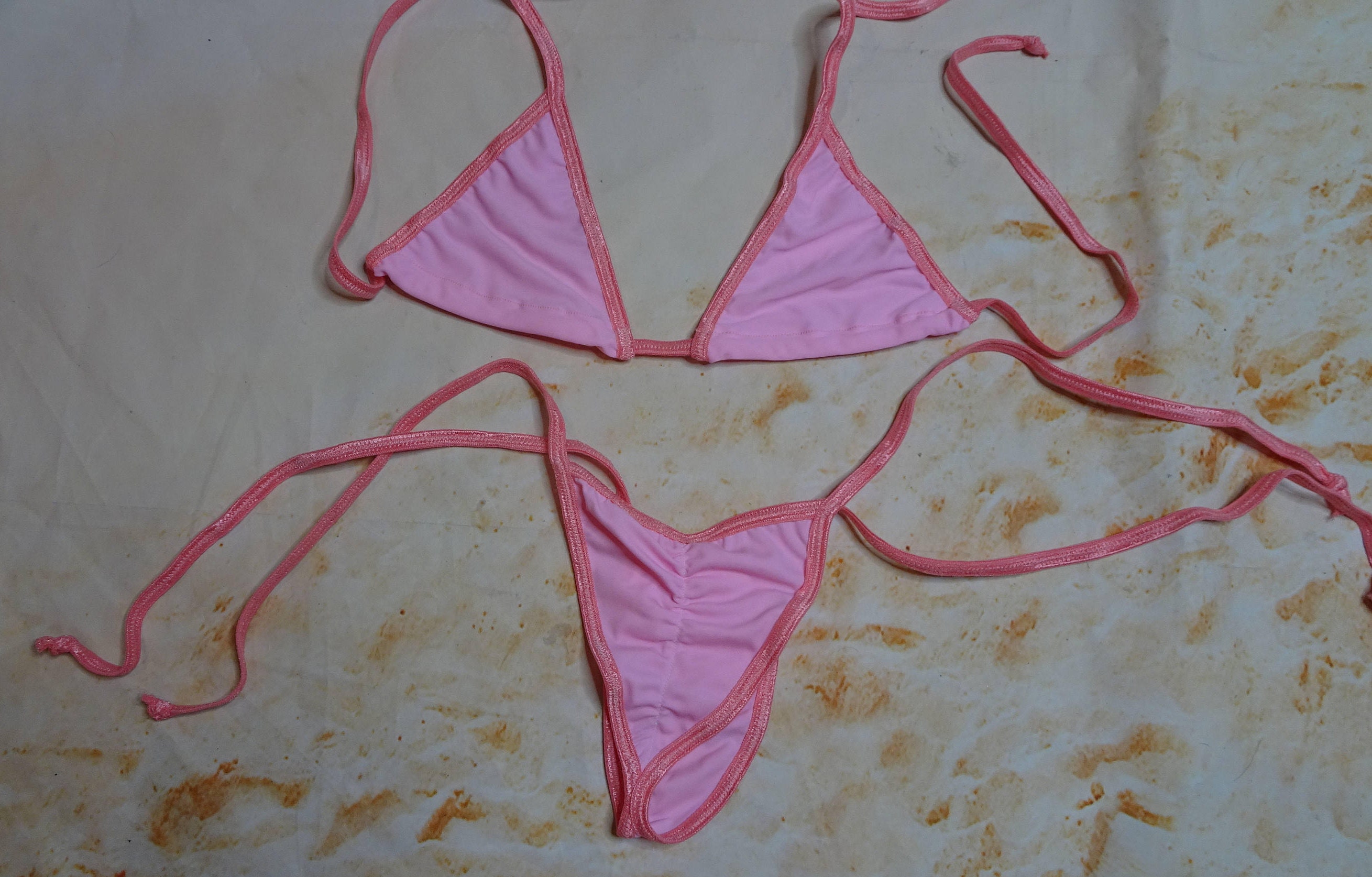 Baby Powder Pink With Baby Pink Trim Medium Coverage Top Scrunch Butt ...