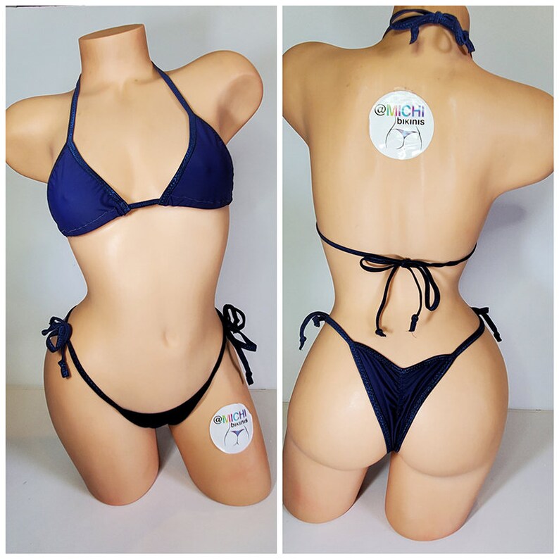 Navy With Your Choice Trim Color Medium Coverage Top Scrunch | Etsy