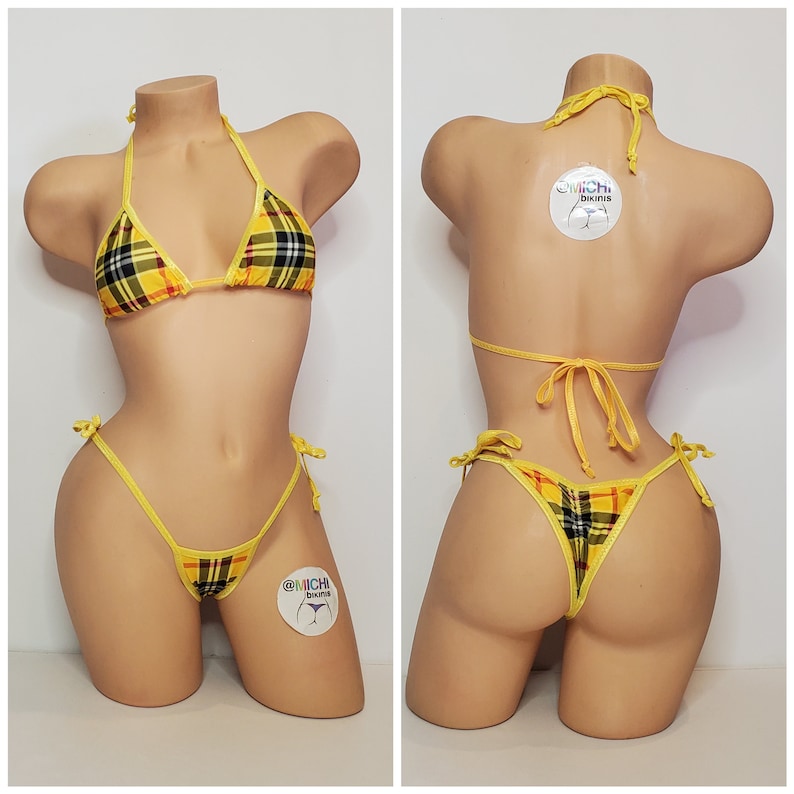 Yellow & Red Plaid With Your Choice Trim Color Medium Coverage - Etsy