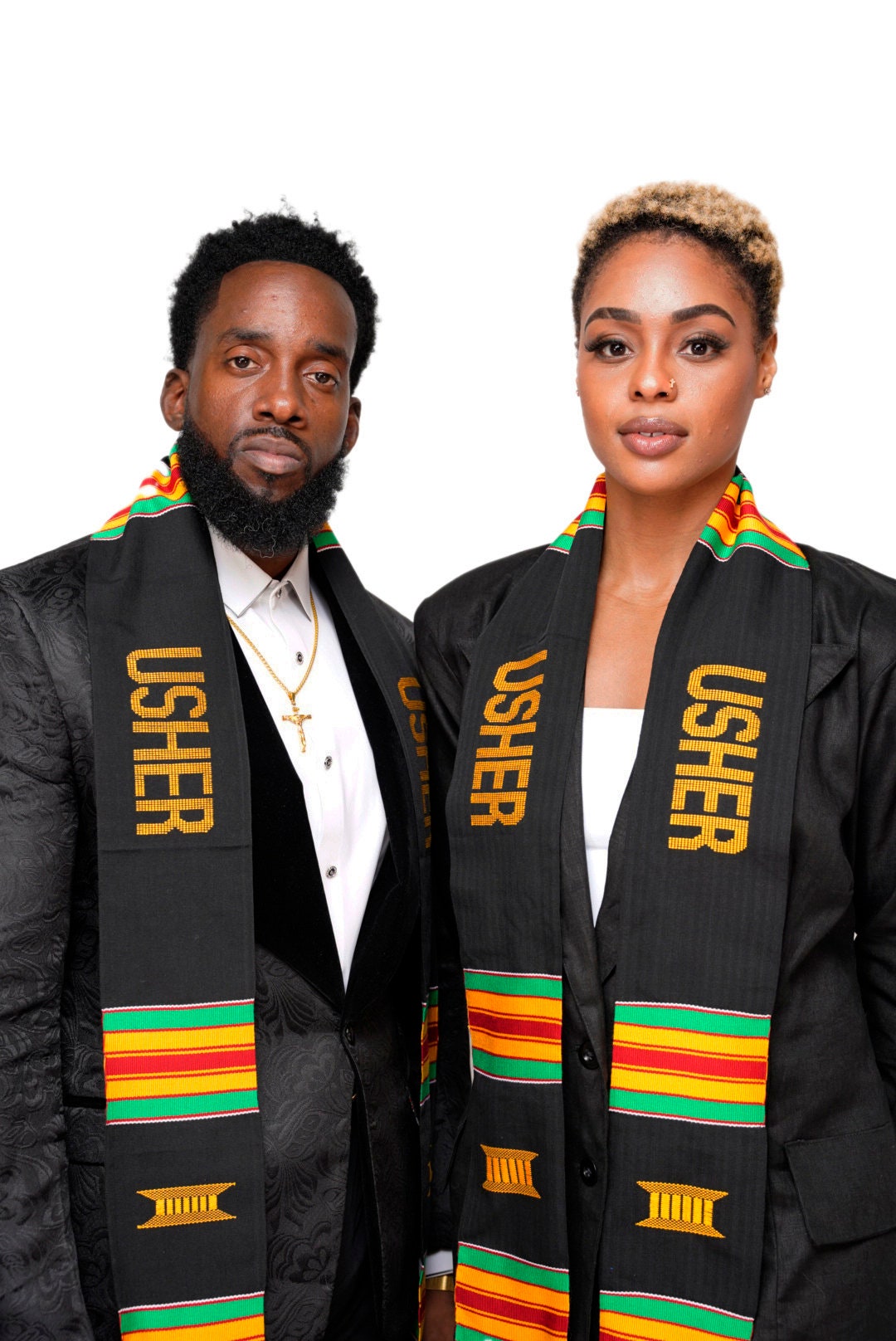 Black Usher African Kente Cloth Stole/sash DP1549 - Etsy
