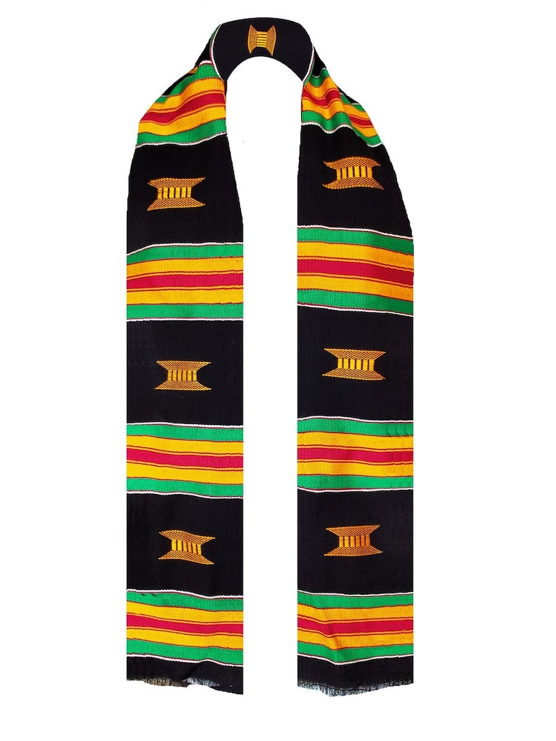Black and Gold Hand Woven Kente Cloth Graduation Stole / Sash - Etsy