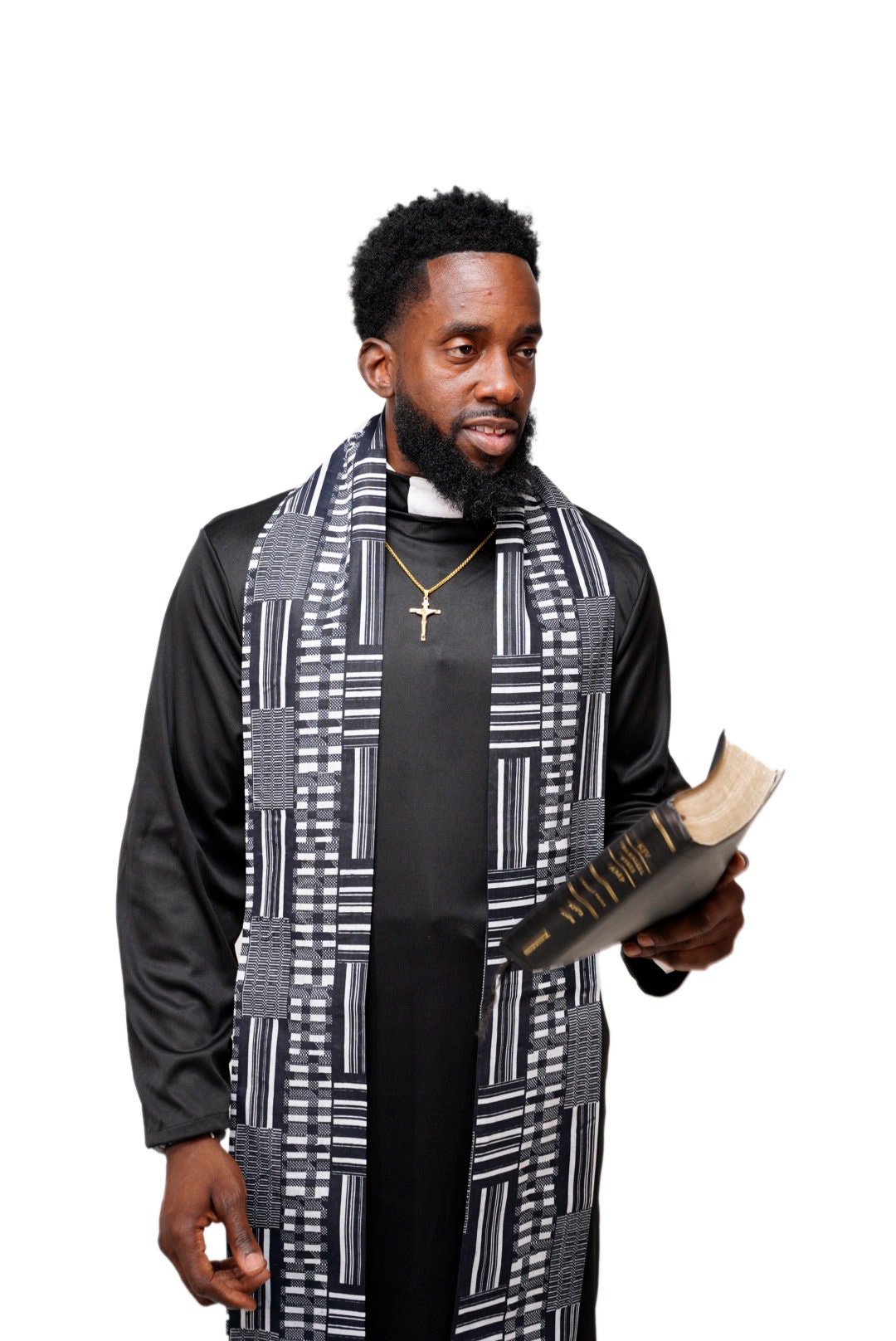 Black and White Kente African Print Church Clergy Pastor Choir Stole ...