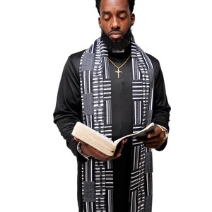 Black and White Kente African Print Church Clergy Pastor Choir Stole ...