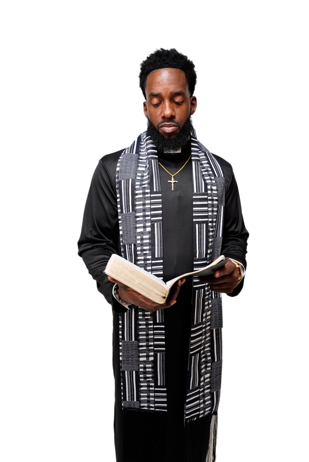 Black and White Kente African Print Church Clergy Pastor Choir Stole ...