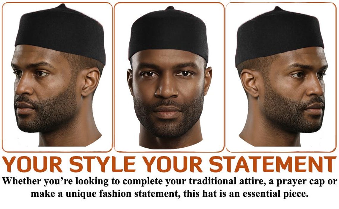 Black Wool Fez Hat for Men – Soft Felt Igbo Cap | Traditional African ...