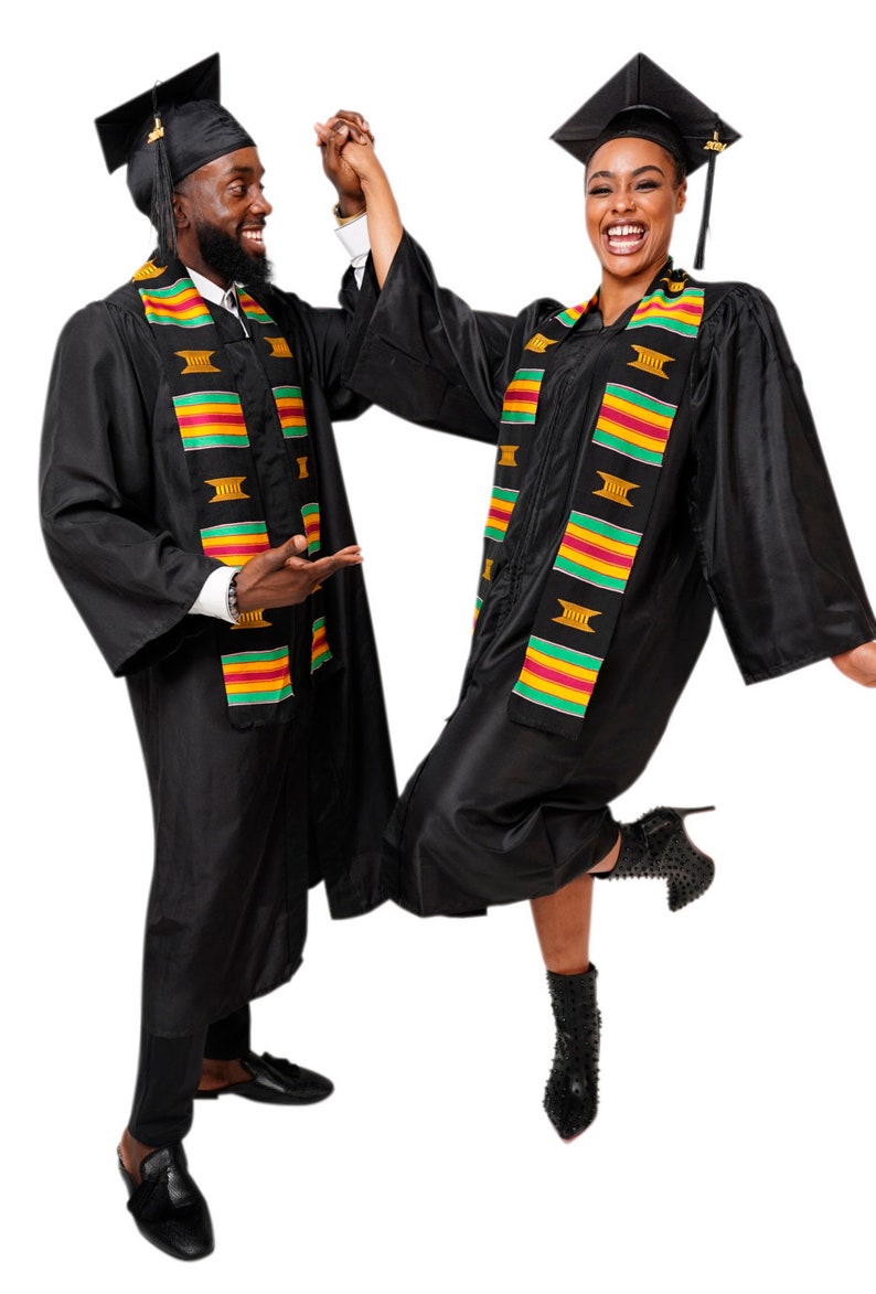 Black and Gold Hand Woven Kente Cloth Graduation Stole / Sash - Etsy