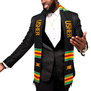 Black Usher African Kente Cloth Stole/sash DP1549 - Etsy