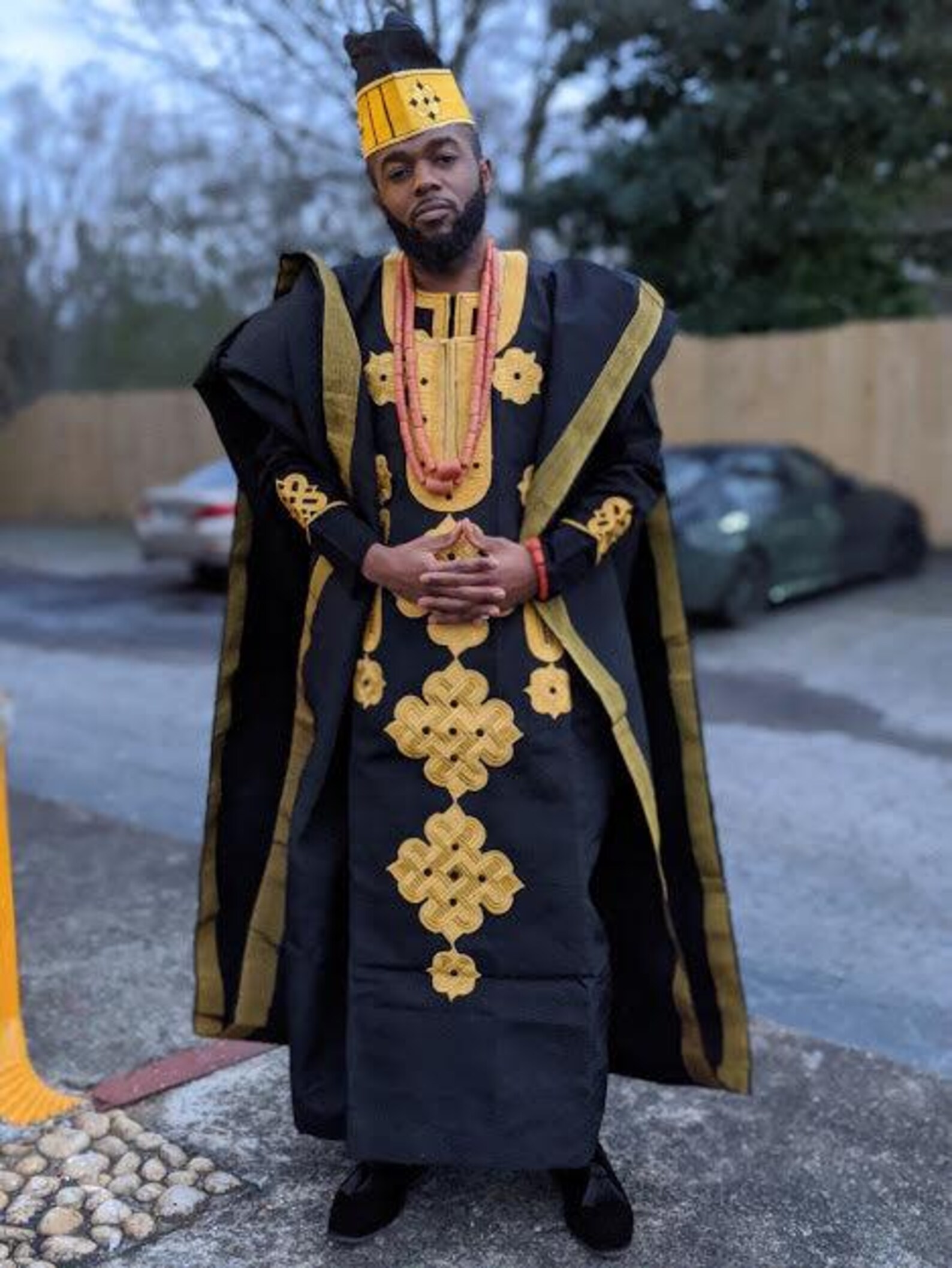 Black Gold African Aso-oke Grandboubou Agbada Robe-dpxablkgd - Etsy