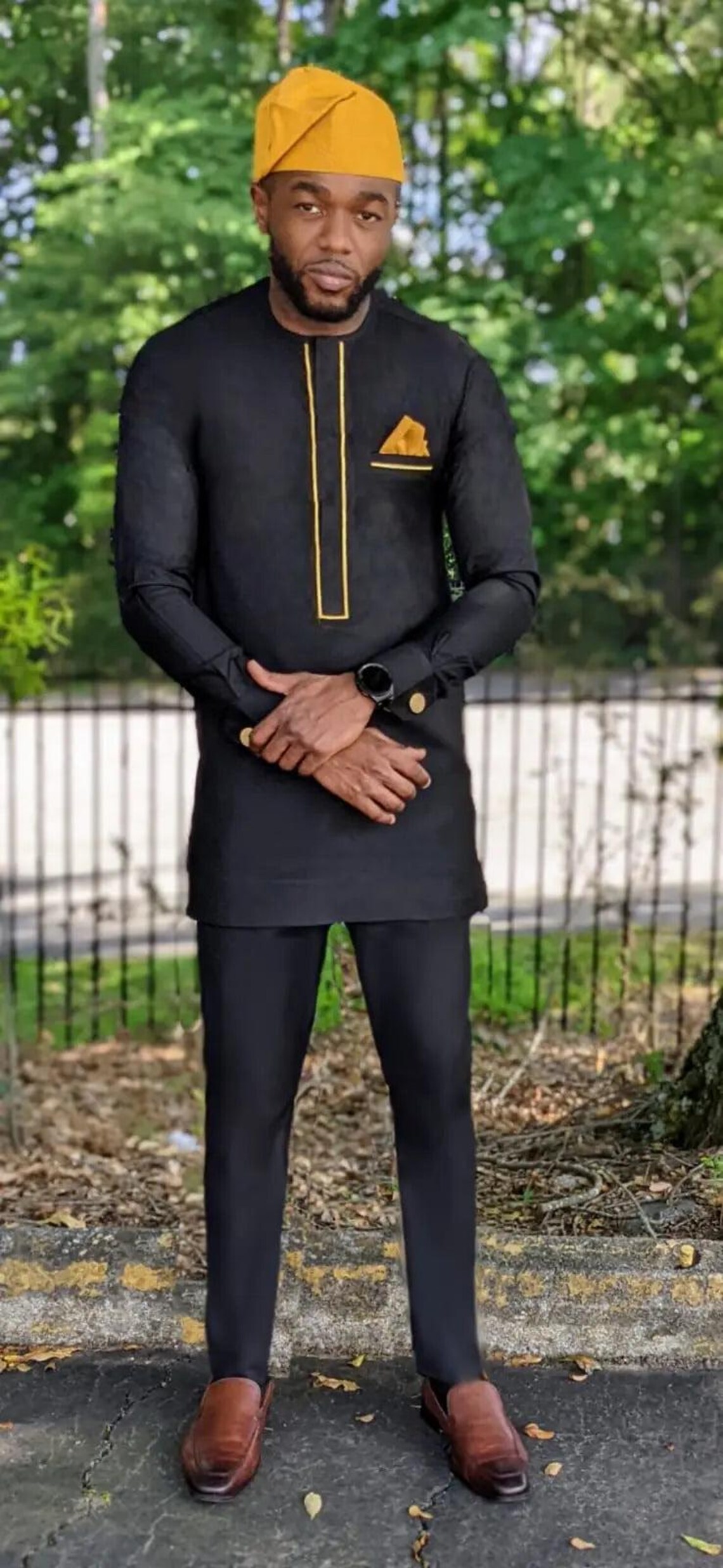 Men's Black Debo African Senator Dashiki African Top and Matching Pants ...