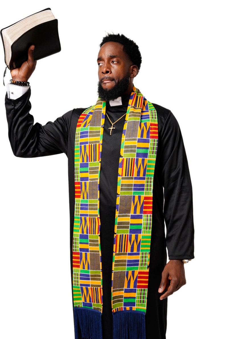 Blue Kente African Print Church Clergy Pastor Choir Stole / Sash With ...