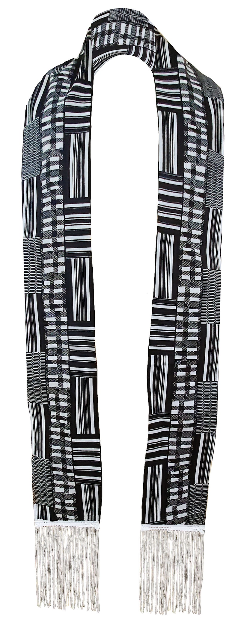 Black and White Kente African Print Church Clergy Pastor Choir Stole ...