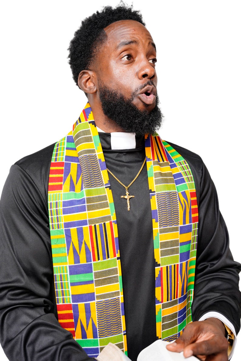 Blue Kente African Print Church Clergy Pastor Choir Stole / Sash With ...