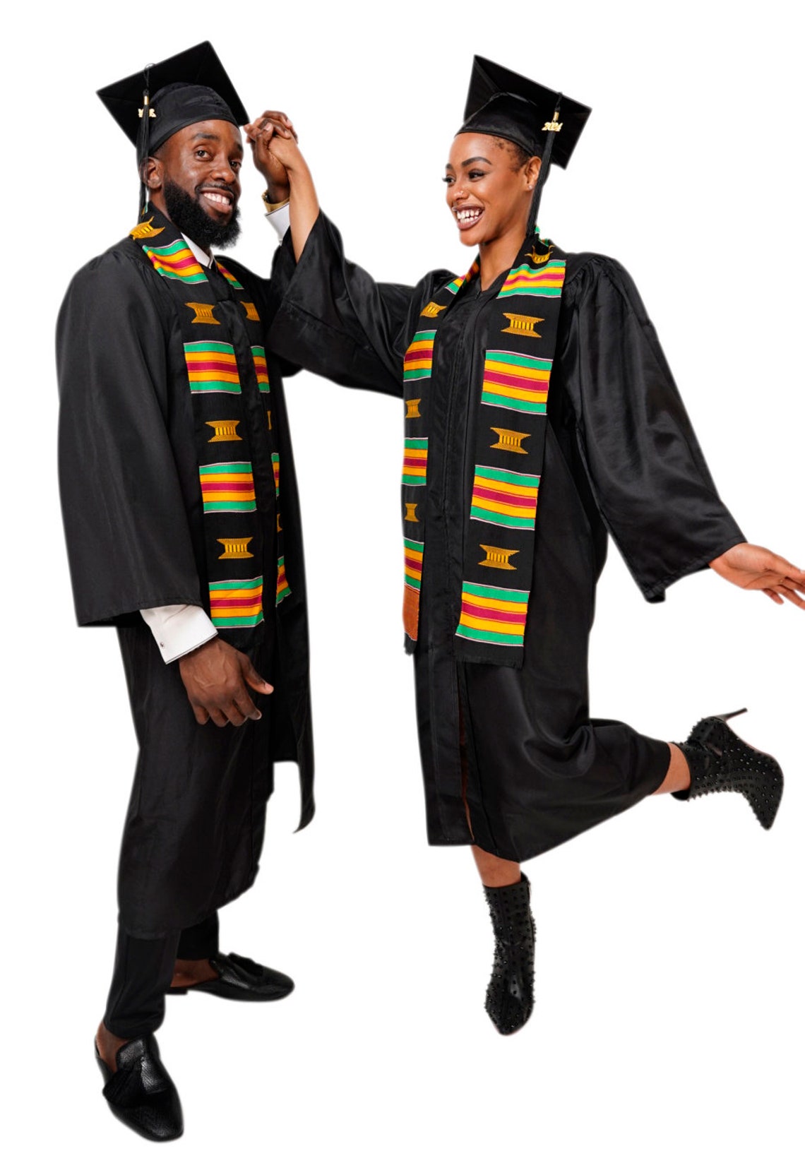 Black and Gold Hand Woven Kente Cloth Graduation Stole / Sash - Etsy