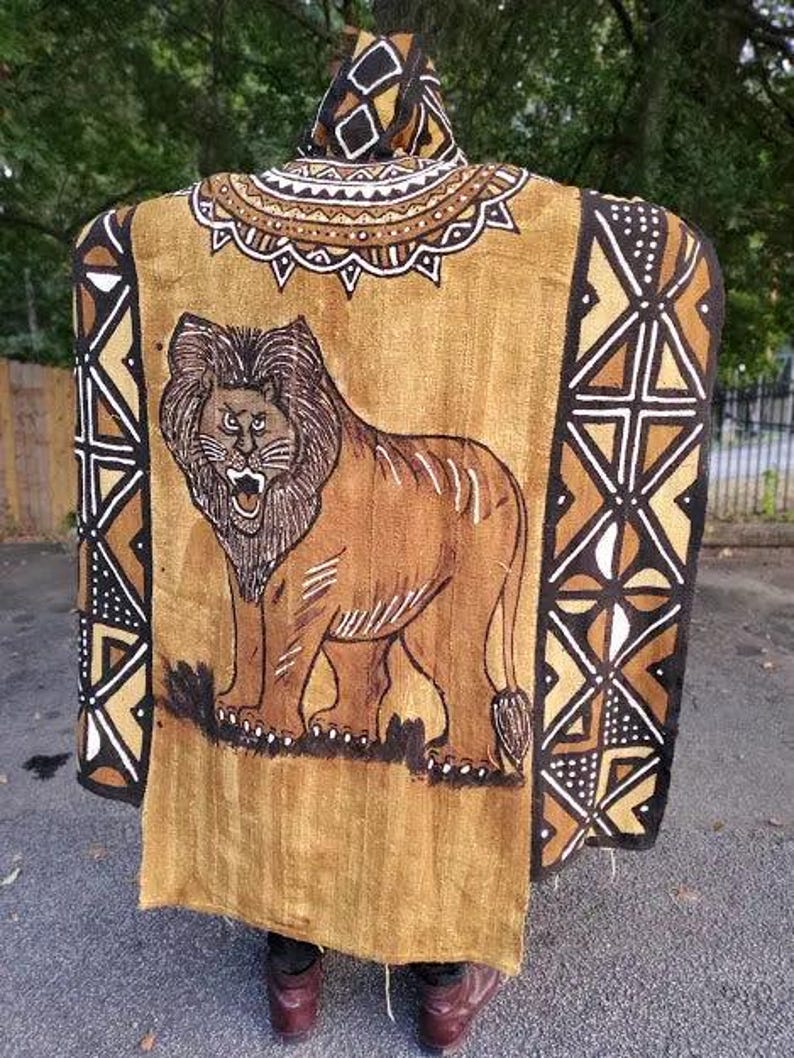 Lion King Mud Cloth Bogolanfini Hoodie Agbada Robe-dpmc4016 - Etsy