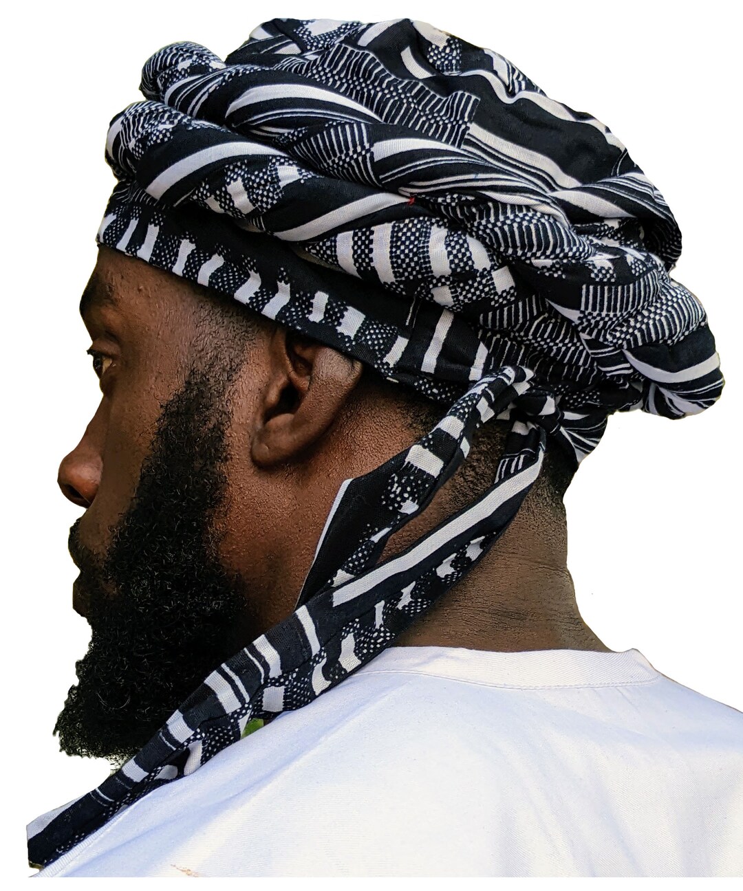 Black and White Kente African Print Pre-tied Turban for Men - Etsy
