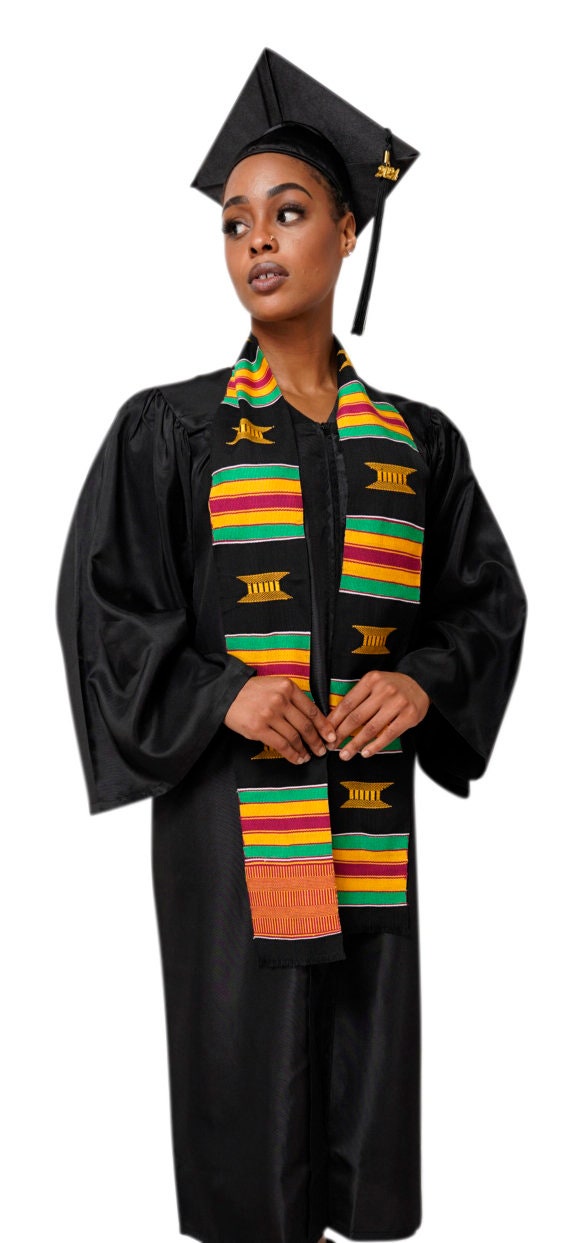 Black and Gold Hand Woven Kente Cloth Graduation Stole / Sash - Etsy