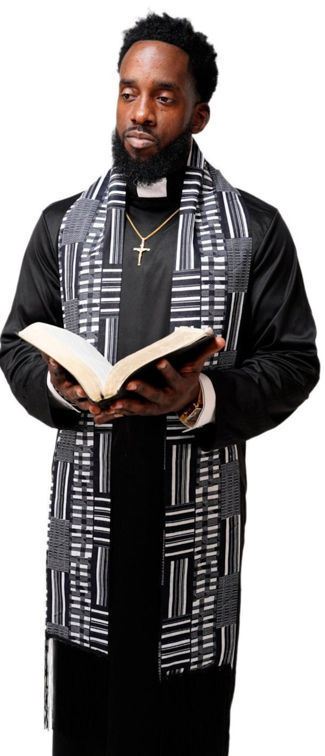 Black and White Kente African Print Church Clergy Pastor Choir Stole ...