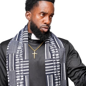 Black and White Kente African Print Church Clergy Pastor Choir Stole ...