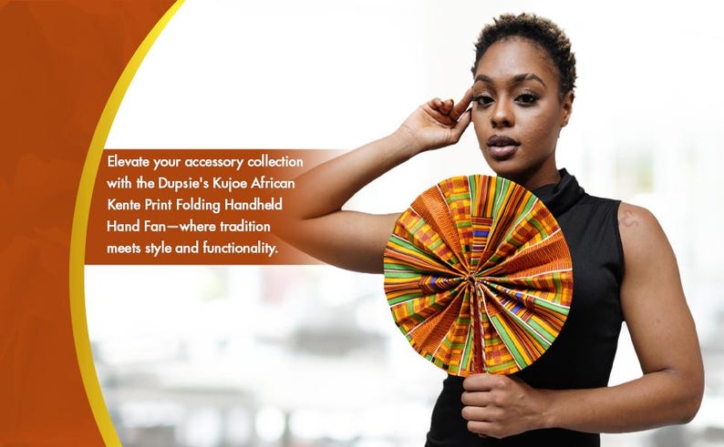Dupsie's Kujoe African Kente Print Folding Handheld Hand Fan Hand ...