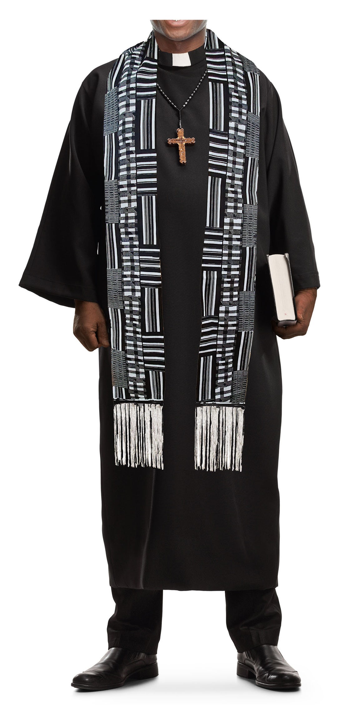 Black and White Kente African Print Church Clergy Pastor Choir Stole ...