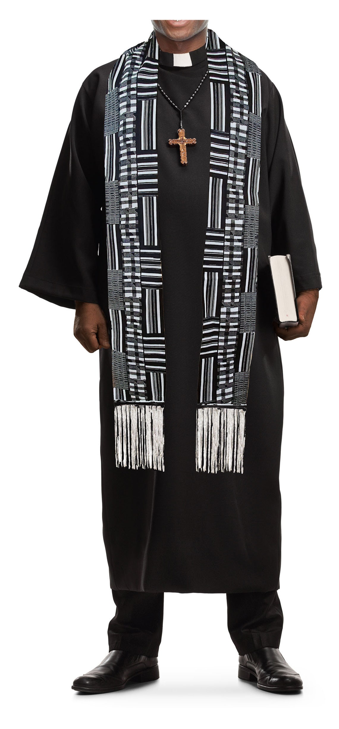 Black and White Kente African Print Church Clergy Pastor Choir Stole ...