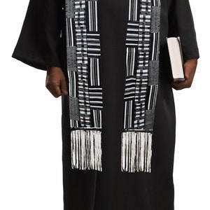 Black and White Kente African Print Church Clergy Pastor Choir Stole ...