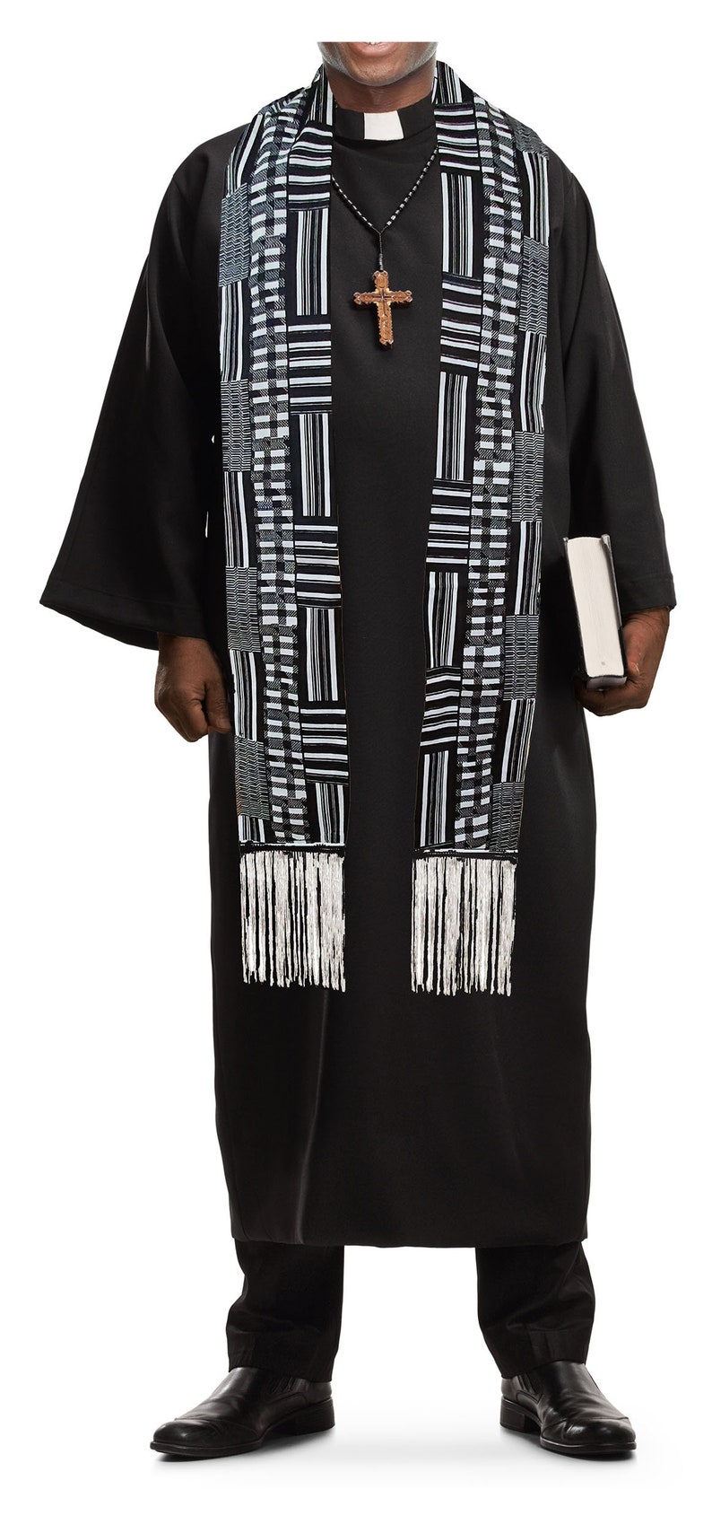 Black and White Kente African Print Church Clergy Pastor Choir Stole ...