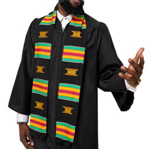 Black and Gold Hand Woven Kente Cloth Graduation Stole / Sash - Etsy