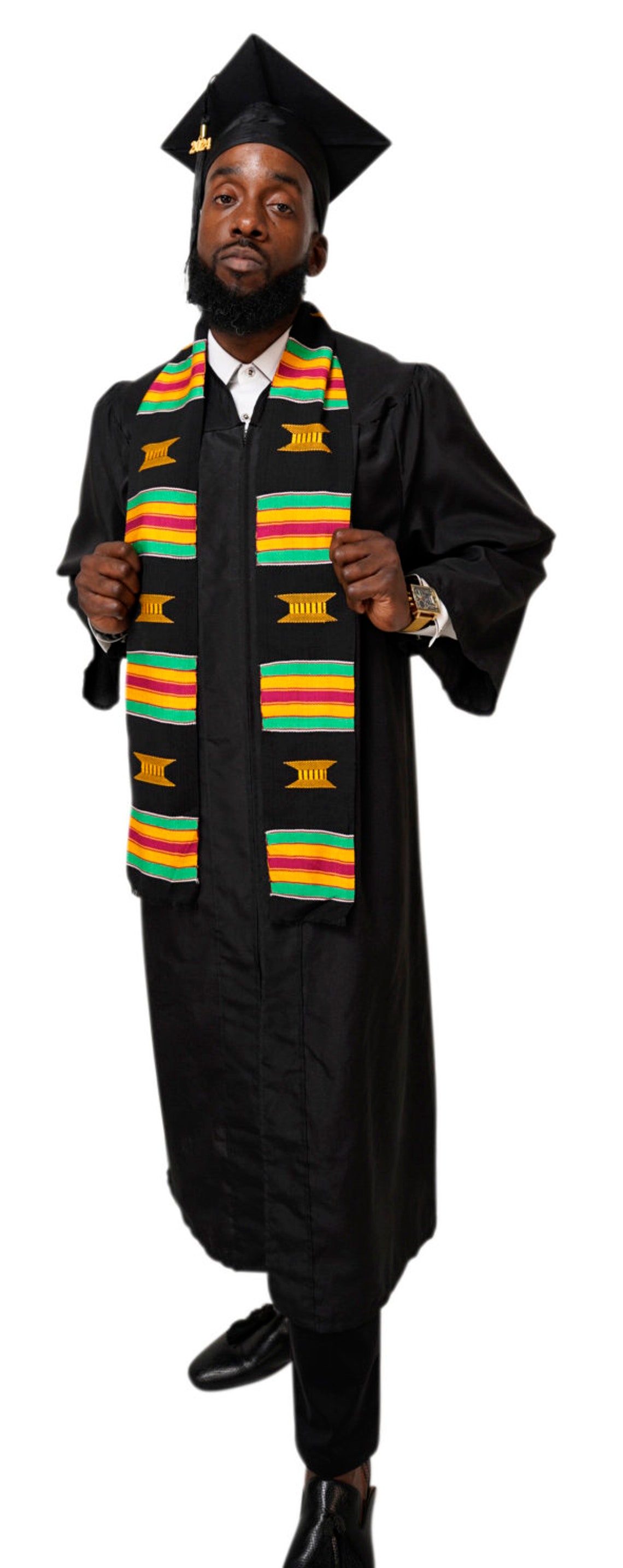 Black and Gold Hand Woven Kente Cloth Graduation Stole / Sash - Etsy