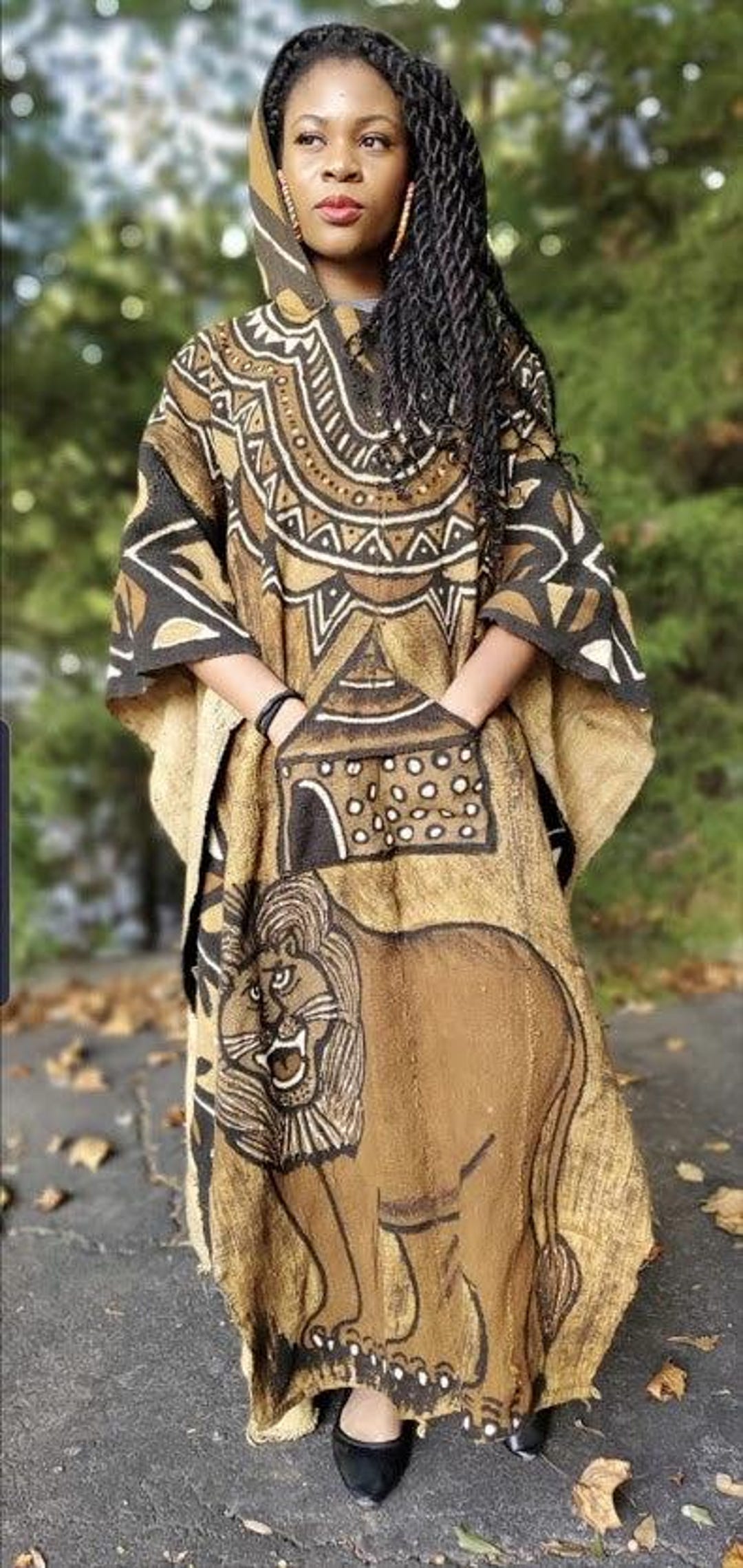 Lion King Mud Cloth Hoodie Agbada Robe-dpmc4016w - Etsy
