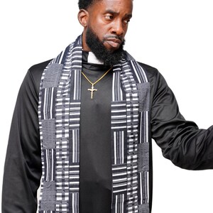 Black and White Kente African Print Church Clergy Pastor Choir Stole ...
