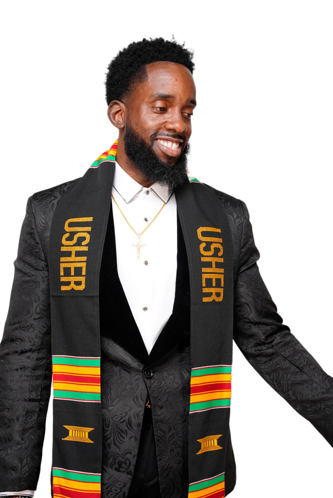 Black Usher African Kente Cloth Stole/sash DP1549 - Etsy