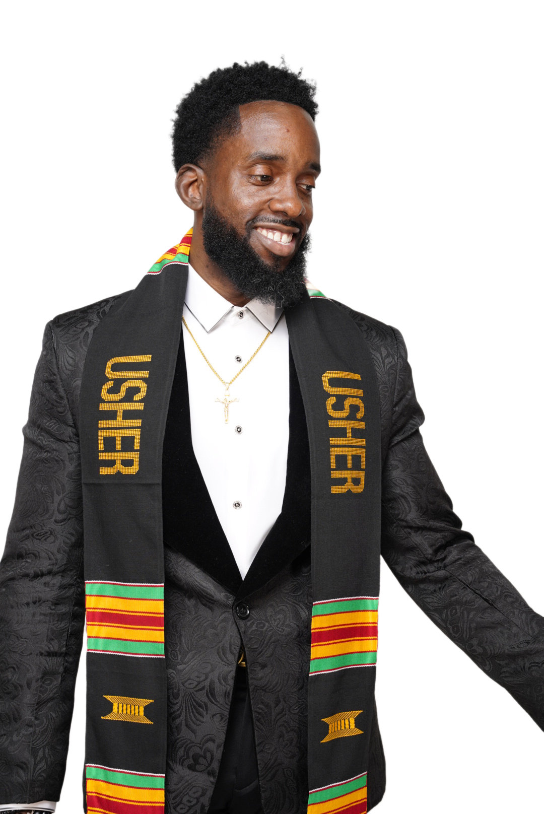 Black Usher African Kente Cloth Stole/sash DP1549 - Etsy