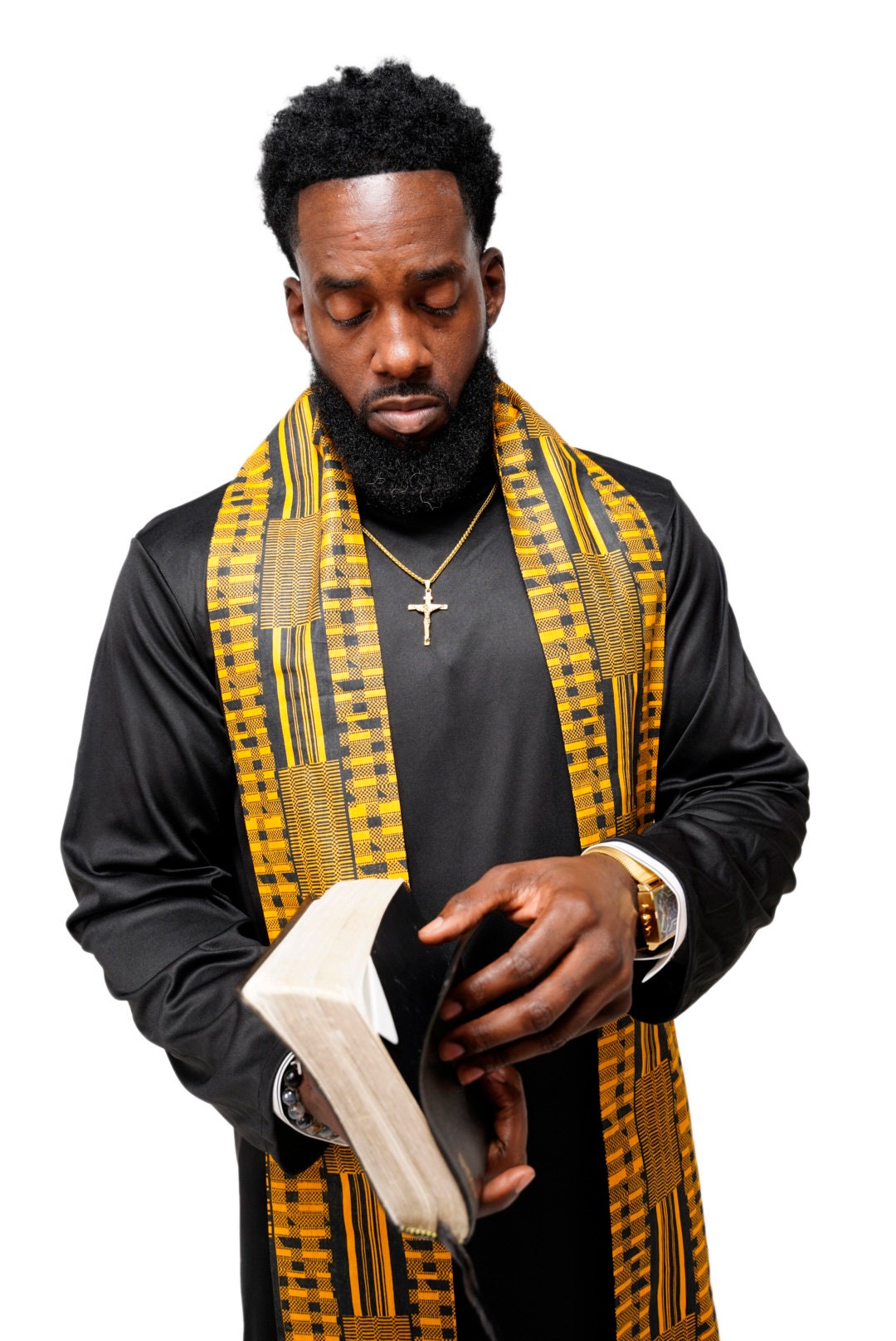 Gold Kente African Print Church Clergy Pastor Choir Stole / Sash With ...