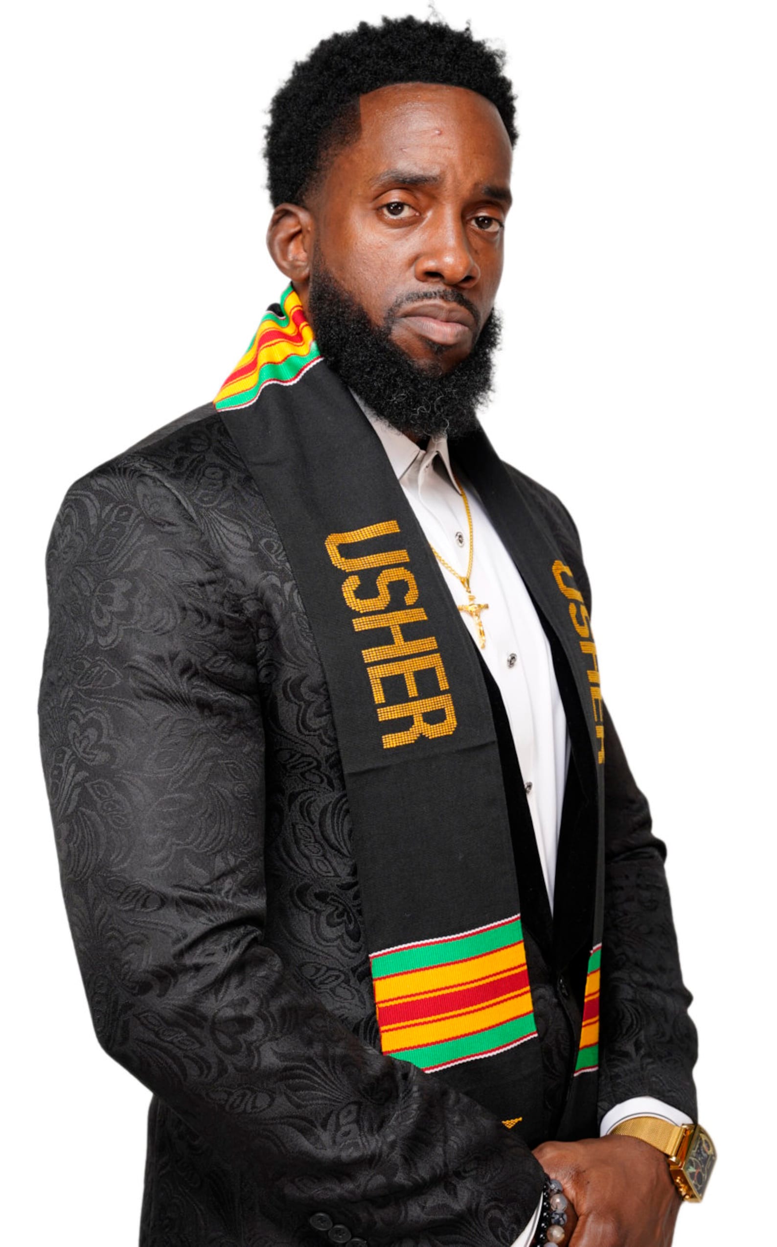 Black Usher African Kente Cloth Stole/sash DP1549 - Etsy