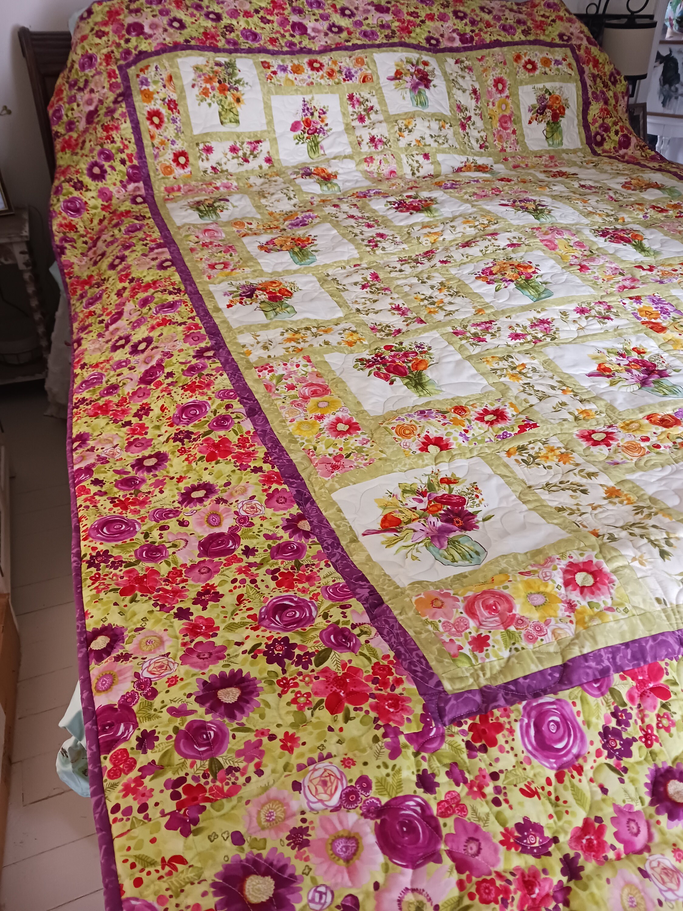 Handmademasonjarbouquetquilt!!heirloomqualityfarmhousequiltmason ...
