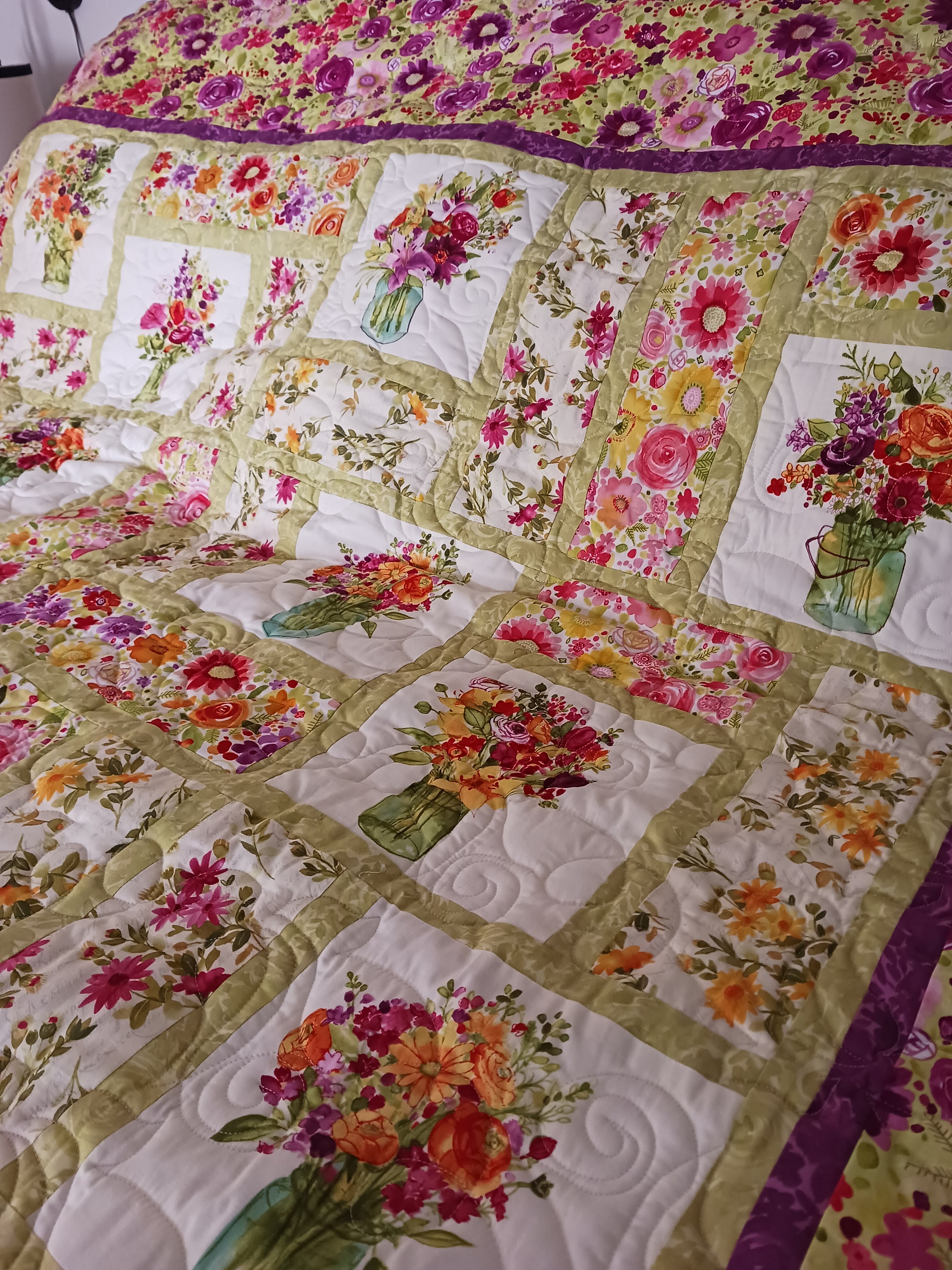 Handmademasonjarbouquetquilt!!heirloomqualityfarmhousequiltmason ...