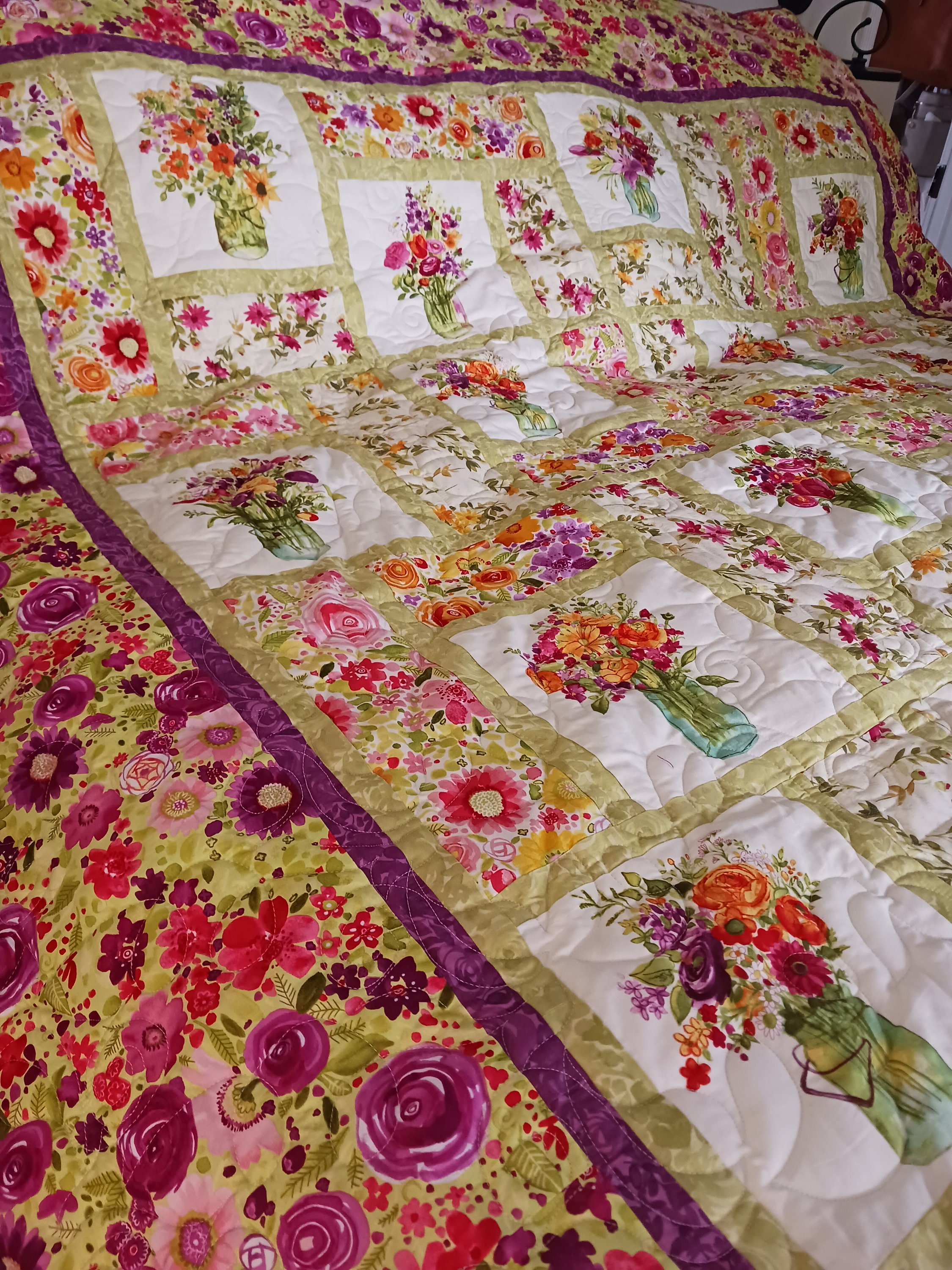 Handmademasonjarbouquetquilt!!heirloomqualityfarmhousequiltmason ...