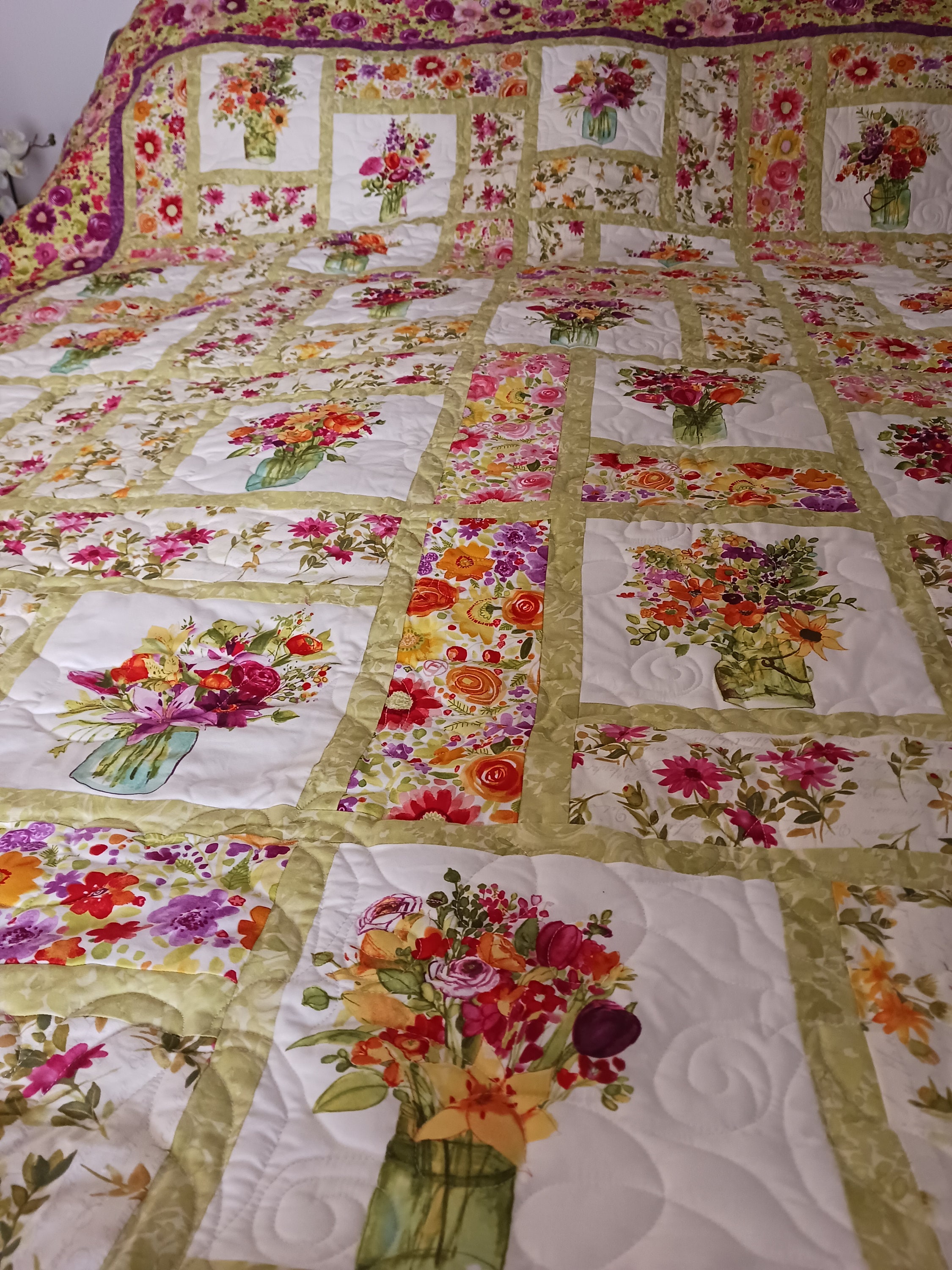 Handmademasonjarbouquetquilt!!heirloomqualityfarmhousequiltmason ...