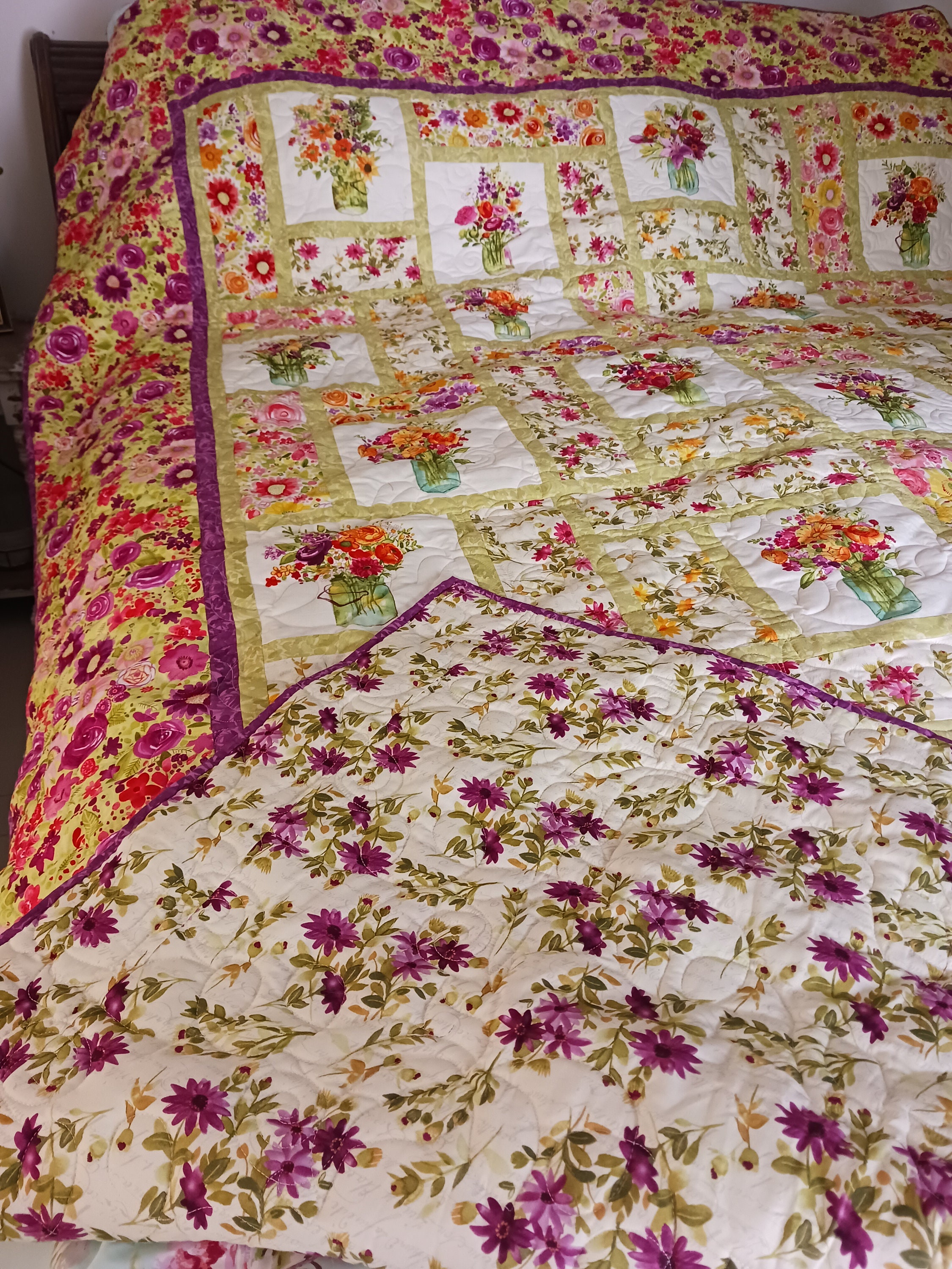 Handmademasonjarbouquetquilt!!heirloomqualityfarmhousequiltmason ...