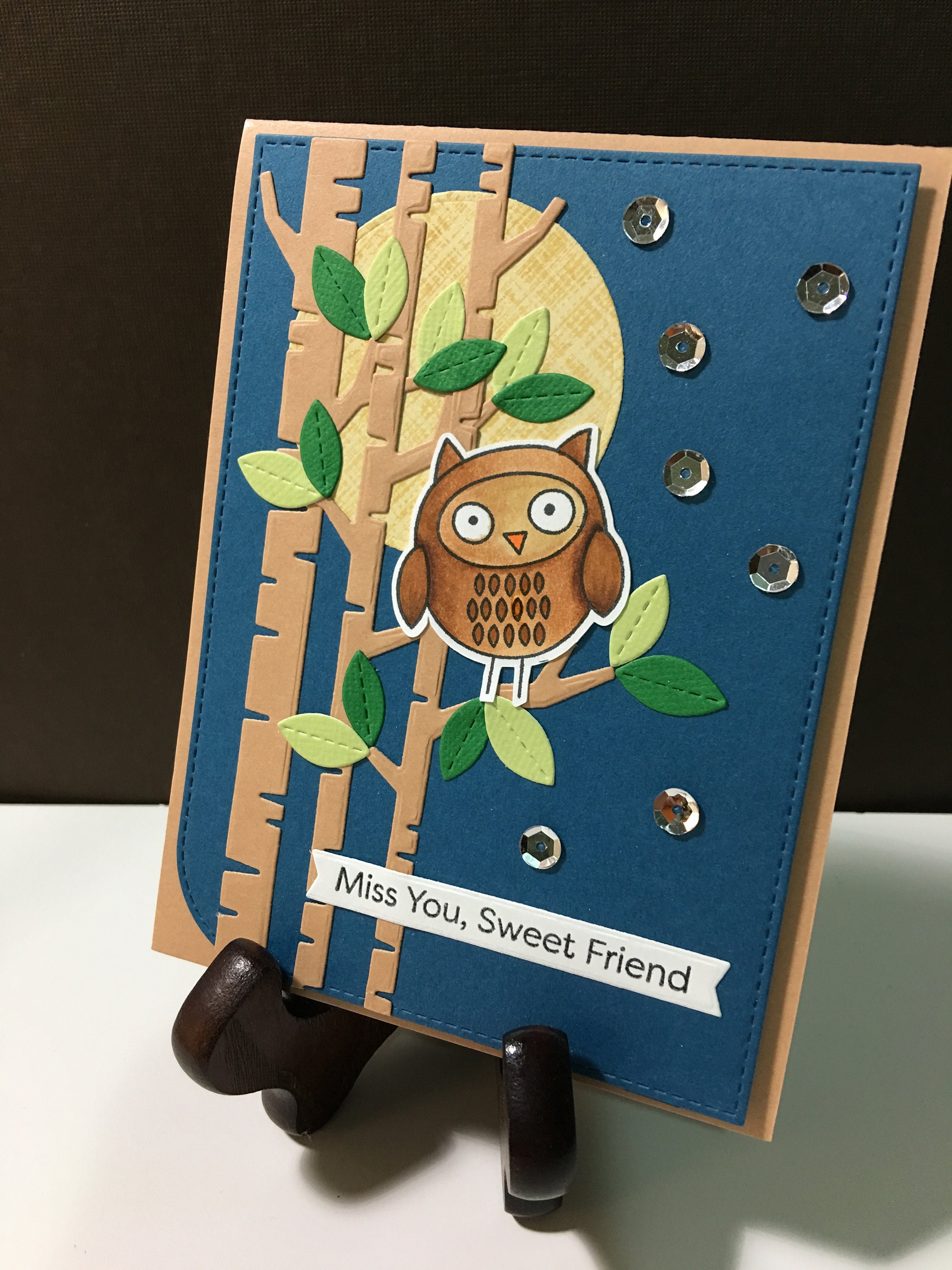 Handmade Miss You Card Miss You Friend Card Cute Owl Etsy