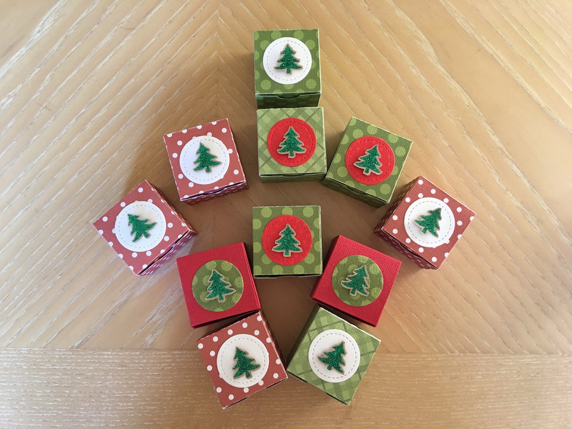Handmade Christmas Mini Treat Boxes: Glitter Tree Party Favors - Etsy